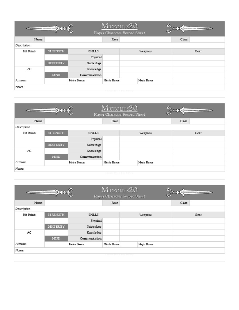 RPG Character Sheet Template | PDF | Role Playing Games | Role Playing
