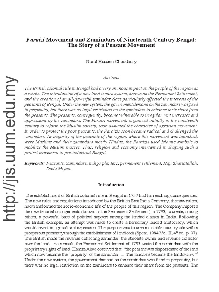 Faraizi Movement: Peasant Uprising in Bengal | PDF | Religion And Belief