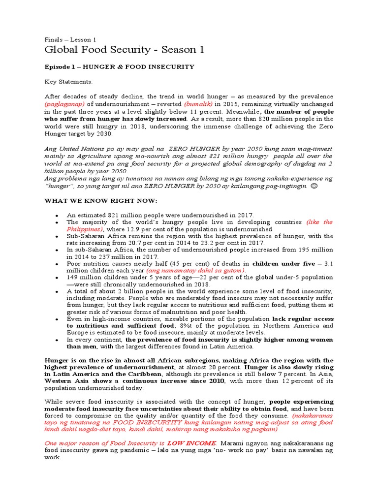 Global Food Security and Hunger Trends | PDF | Food Security | Malnutrition