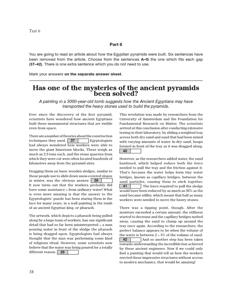 FCE Reading Part 6 (Pyramids) | Download Free PDF | Egyptian Pyramids ...