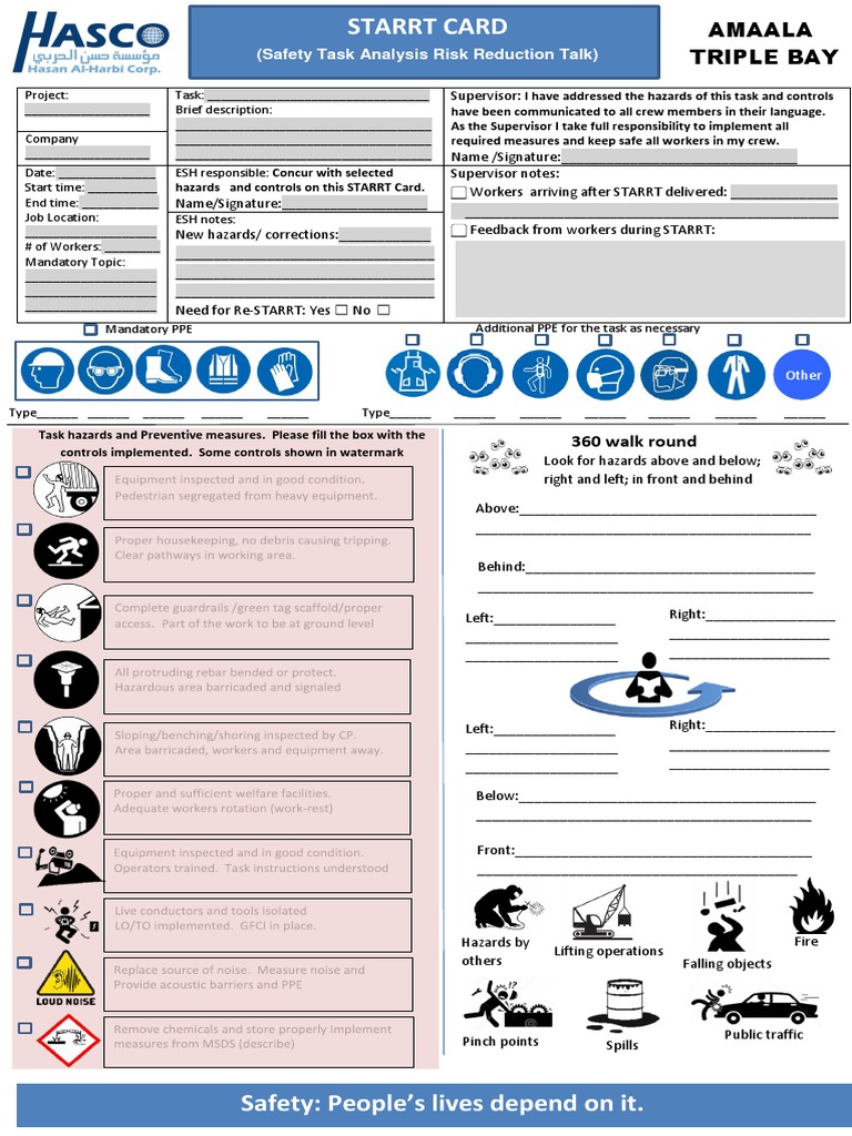 (Safety Task Analysis Risk Reduction Talk) : 360 Walk Round | PDF ...