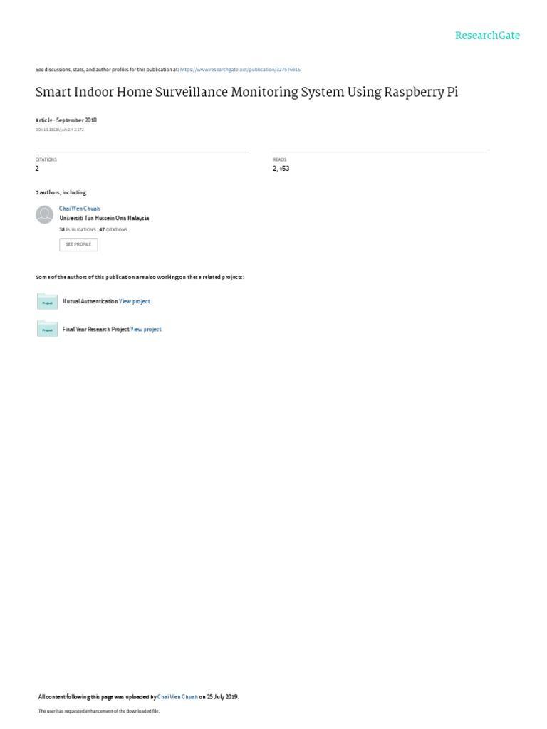 Smart Indoor Home Surveillance Monitoring System Using Raspberry Pi ...