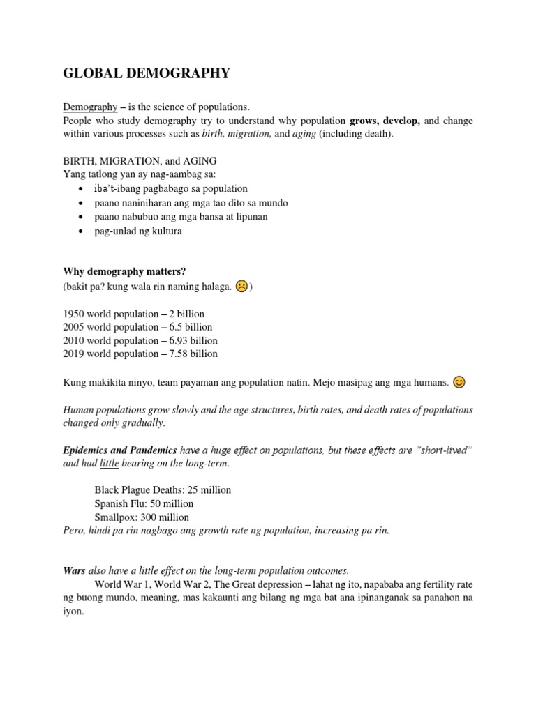 Lesson 4 - Global Demography | PDF | Human Migration | Population Lesson 4 - Global Demography | PDF | Human Migration | Population