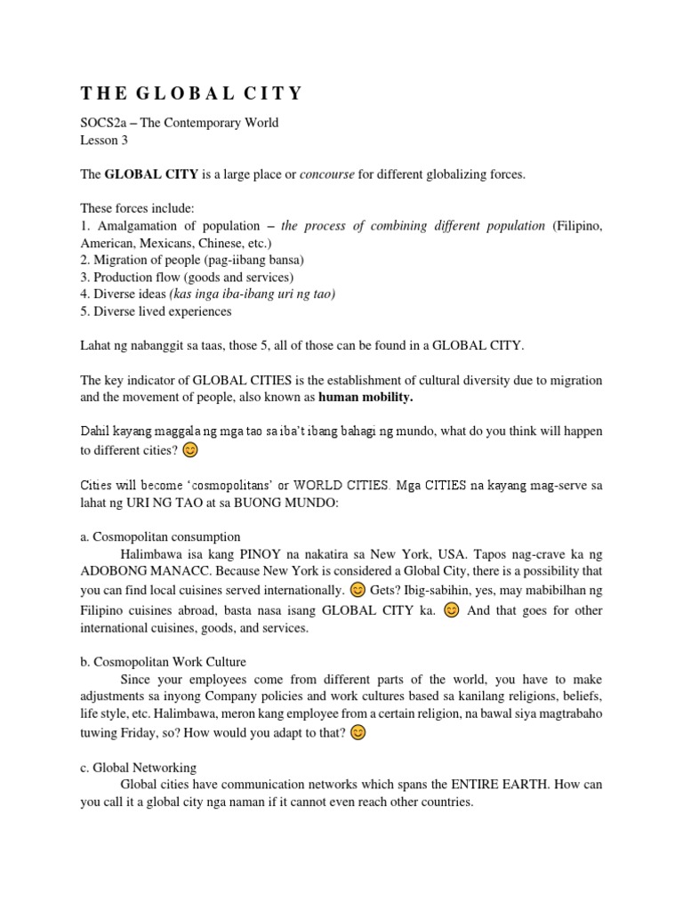 Lesson 3 - The Global City | PDF | China | World Politics