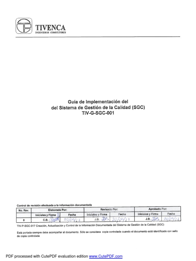 Guía de Implementación SGC ISO 9001:2015 | PDF | Sistema de manejo de ...
