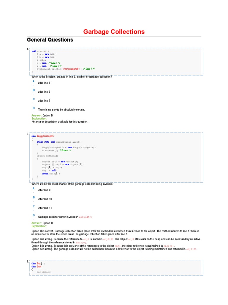 Garbage Collections: General Questions | PDF | Computer Architecture ...
