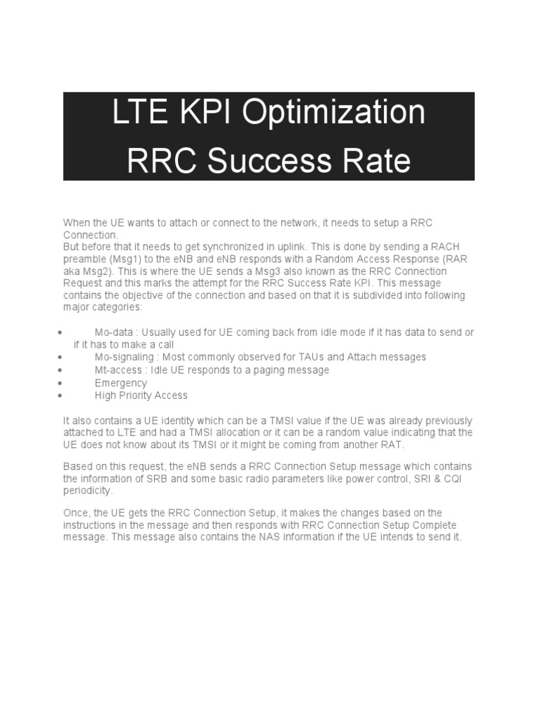 LTE RRC Optimization Guide | PDF | Computer Architecture | Digital Technology