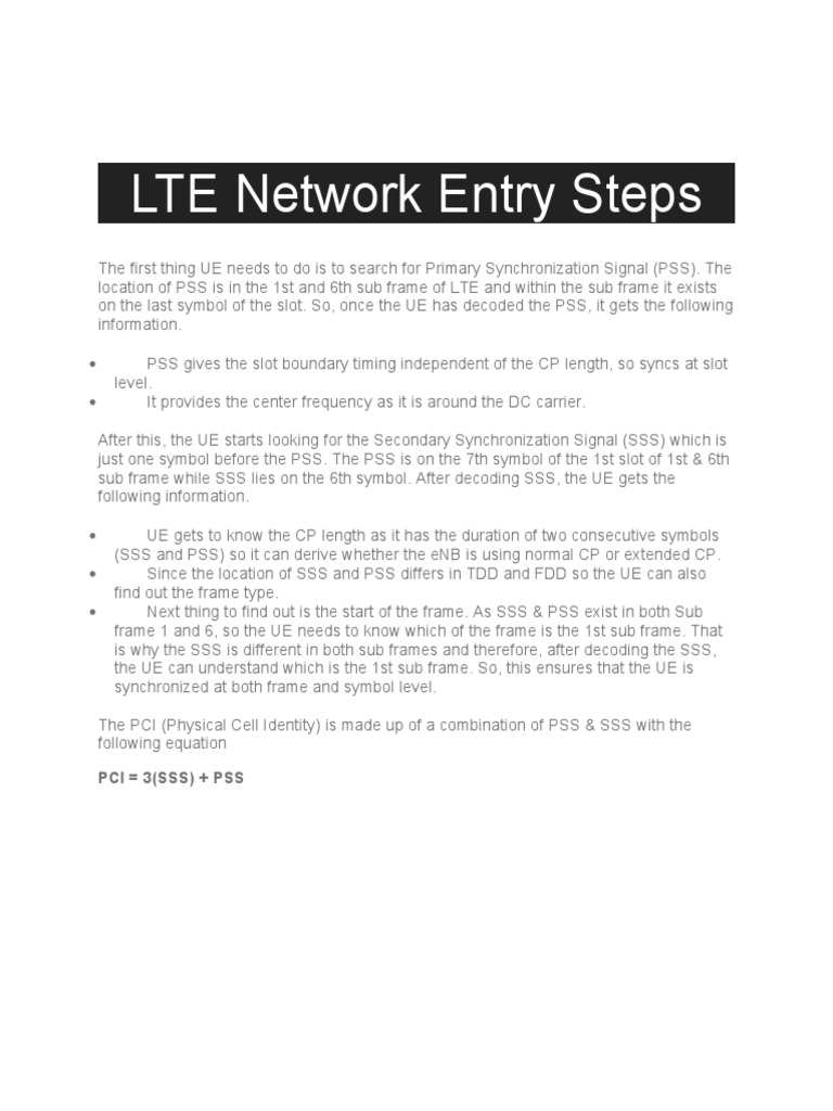 LTE Network Entry Steps | PDF | Networks | Data Transmission