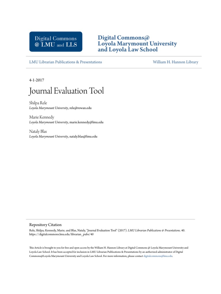 Journal Evaluation Tool | PDF | Academic Journal | Rubric (Academic)