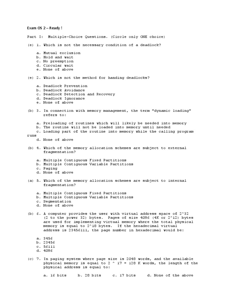 Exam OS 2 - Ready! | PDF | Computer Hardware | Computer Architecture