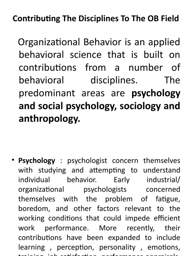 Contributing The Disciplines To The OB Field | PDF