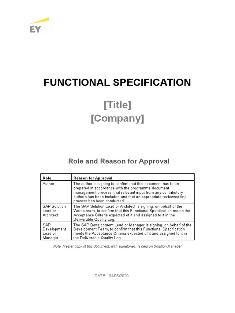 SAP Functional Specification Template | PDF | Specification (Technical ...