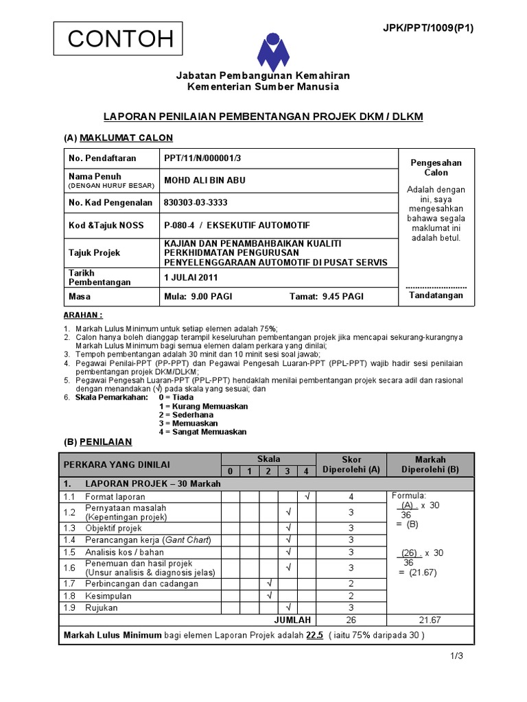 Contoh: JPK/PPT/1009 (P1) | PDF
