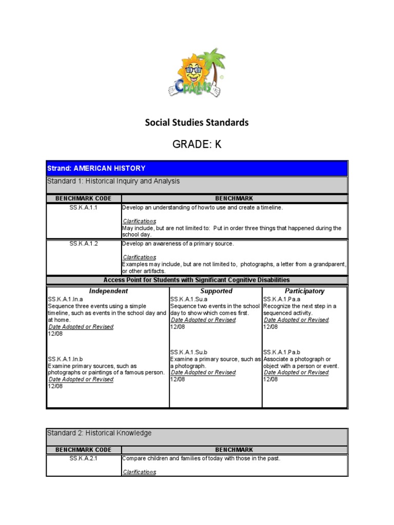 Florida Social Studies Standards and Access Points | Download Free PDF ...