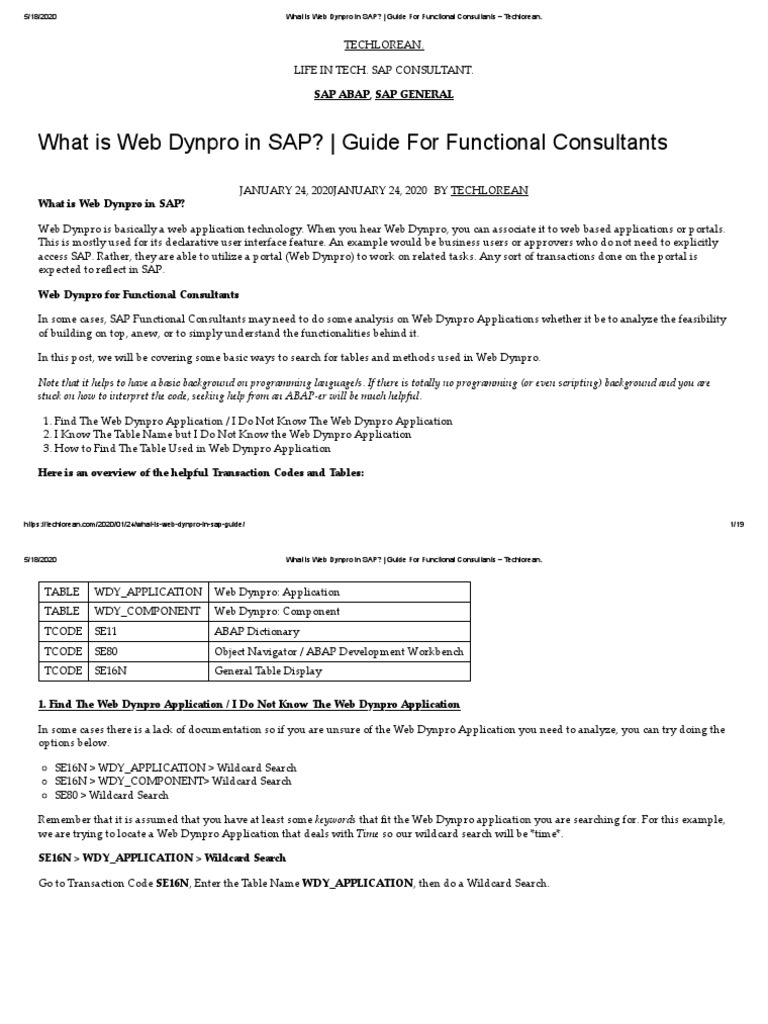 What Is Web Dynpro in SAP - Guide For Functional Consultants - Techlorean | PDF | World Wide Web ...