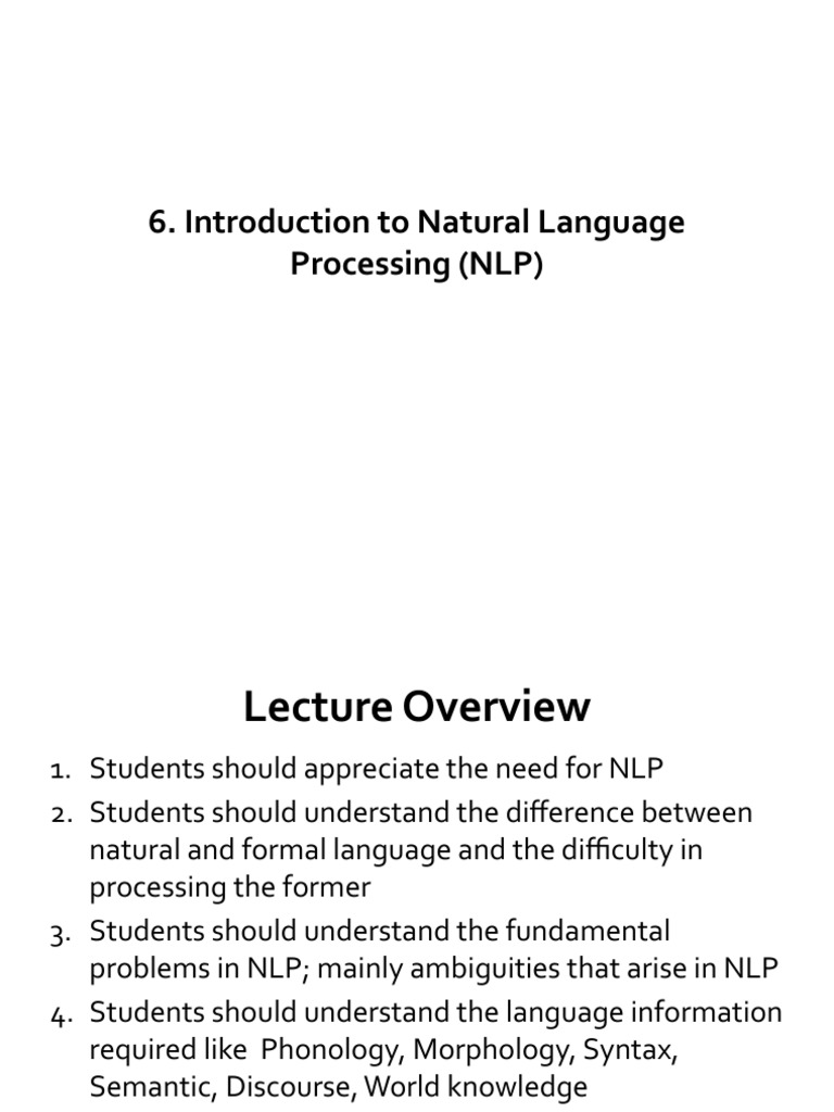 Introduction To Natural Language Processing | PDF | Part Of Speech | Verb