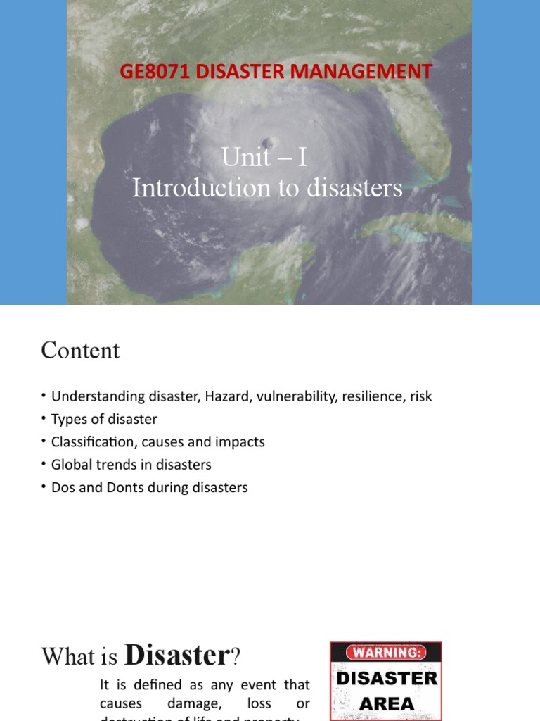Ge8071 Disaster Management: Unit - I Introduction To Disasters | PDF ...