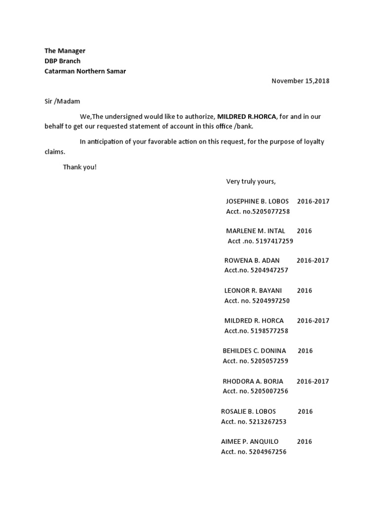 DBP Soa Request | PDF