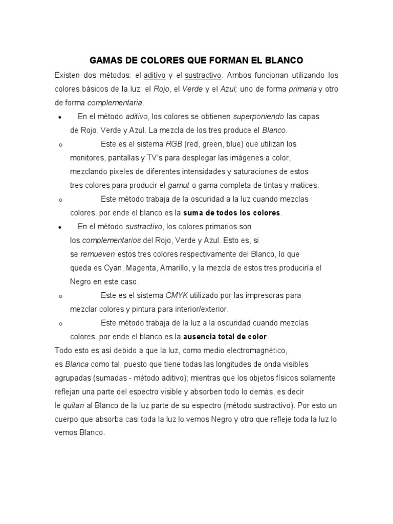 Gamas de Colores Que Forman El Blanco | PDF