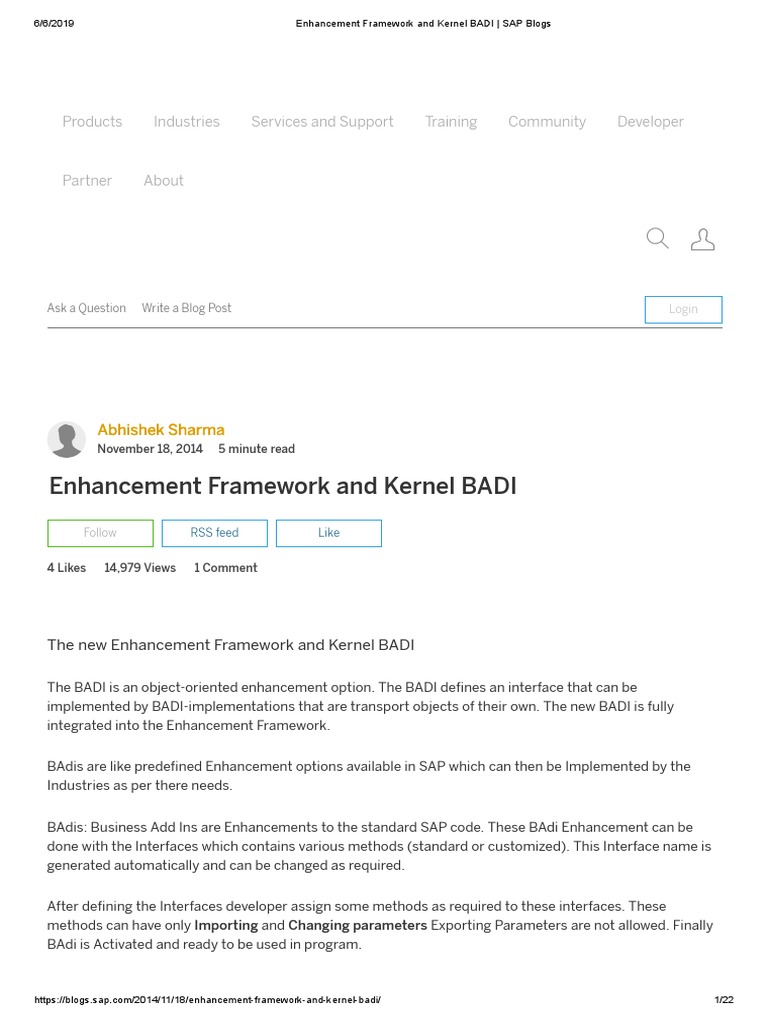Enhancement Framework And Kernel Badi Sap Blogs Pdf Programming Paradigms Computer