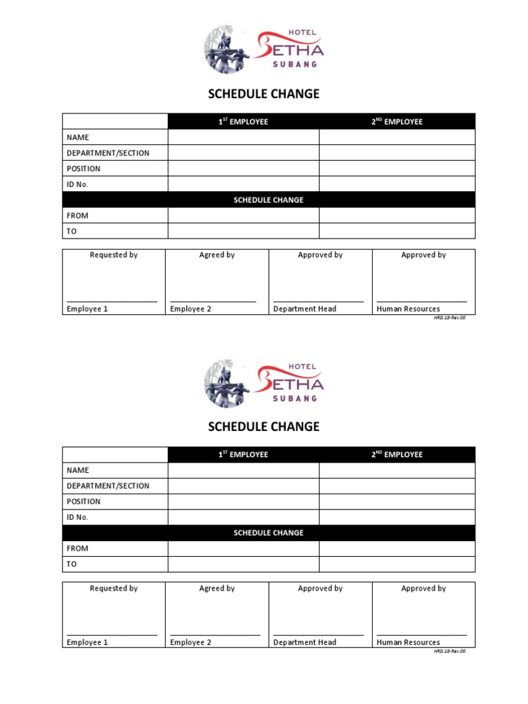 HRD18 - Schedule Change Form | PDF | Business