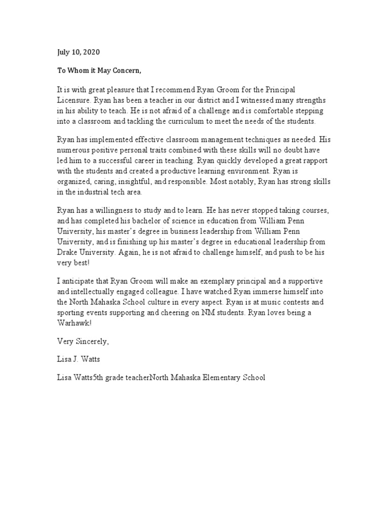 Letter of Recom | PDF