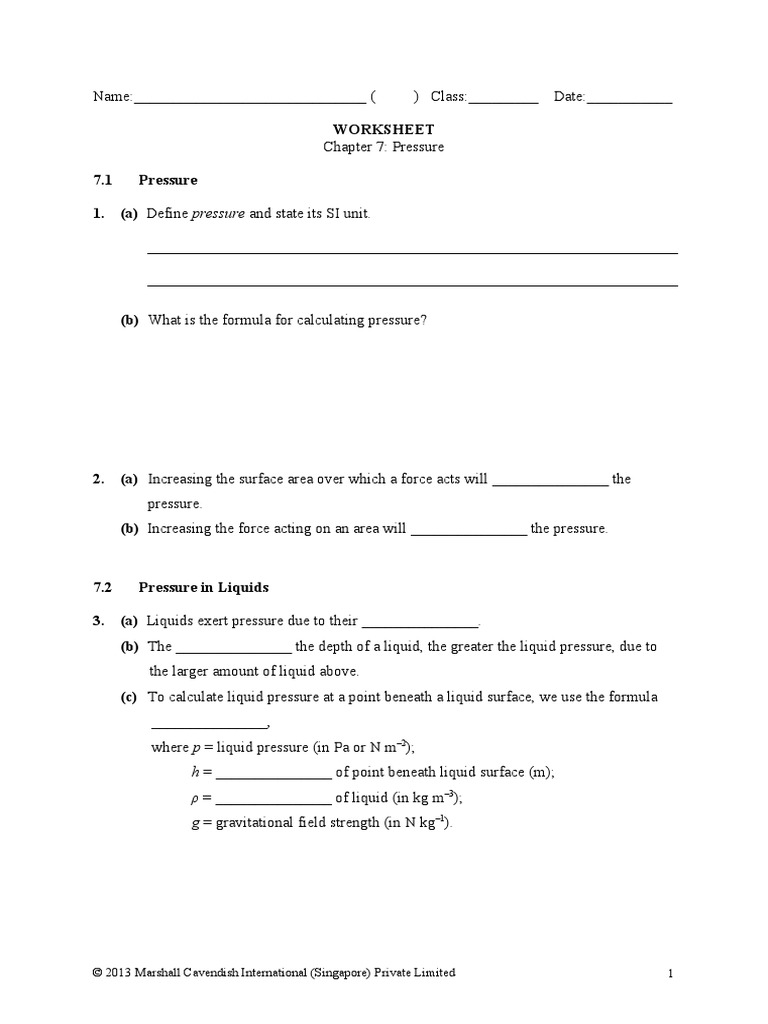 Name: - Class: - Date | PDF | Atmospheric Pressure | Pressure