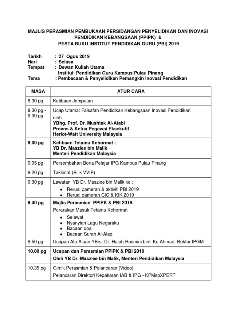 Majlis Perasmian Pembangunan Pendidikan | PDF