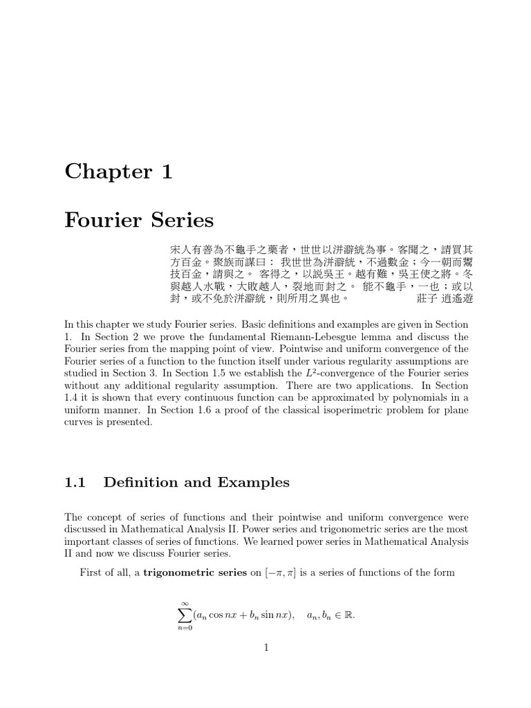 Chapter 1. Fourier Series PDF | PDF | Fourier Series | Trigonometric ... Chapter 1. Fourier Series PDF | PDF | Fourier Series | Trigonometric ...