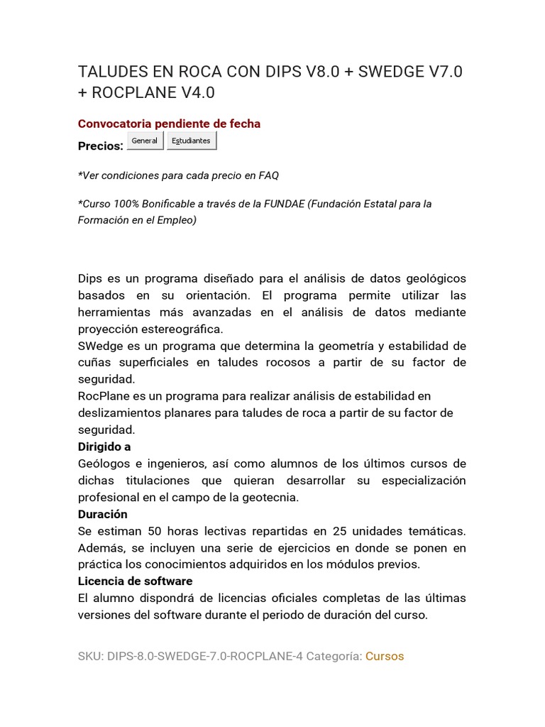 Curso Geotecnia: Dips, SWedge, RocPlane | PDF | Informática y tecnología de la información | Science