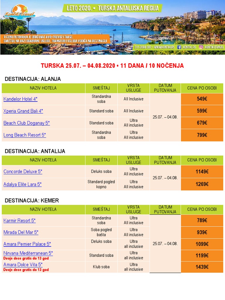 KonTiki Turska Leto Antalijska Regija Specijalna Ponuda PDF | PDF