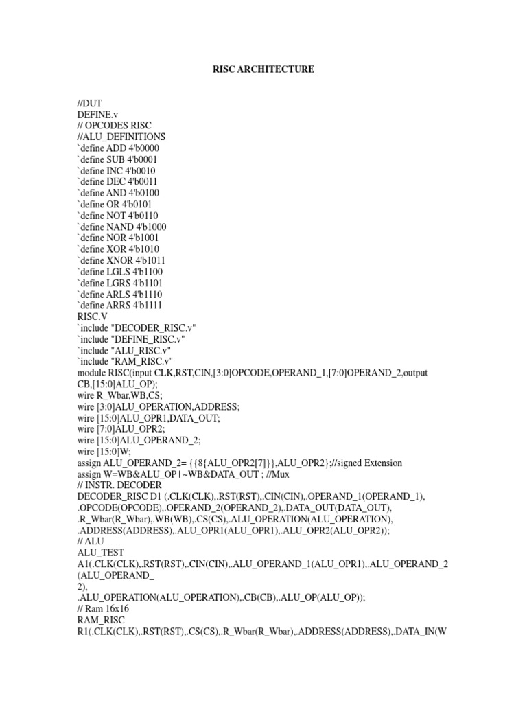 16 Bit RISC Processor | PDF | Input/Output | Digital Technology