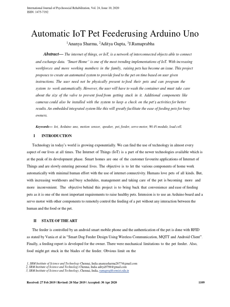 Automatic IoT Pet Feederusing Arduino Uno | PDF | Internet Of Things ...