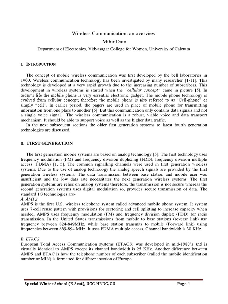 Wireless Communication: An Overview | PDF | Orthogonal Frequency ...