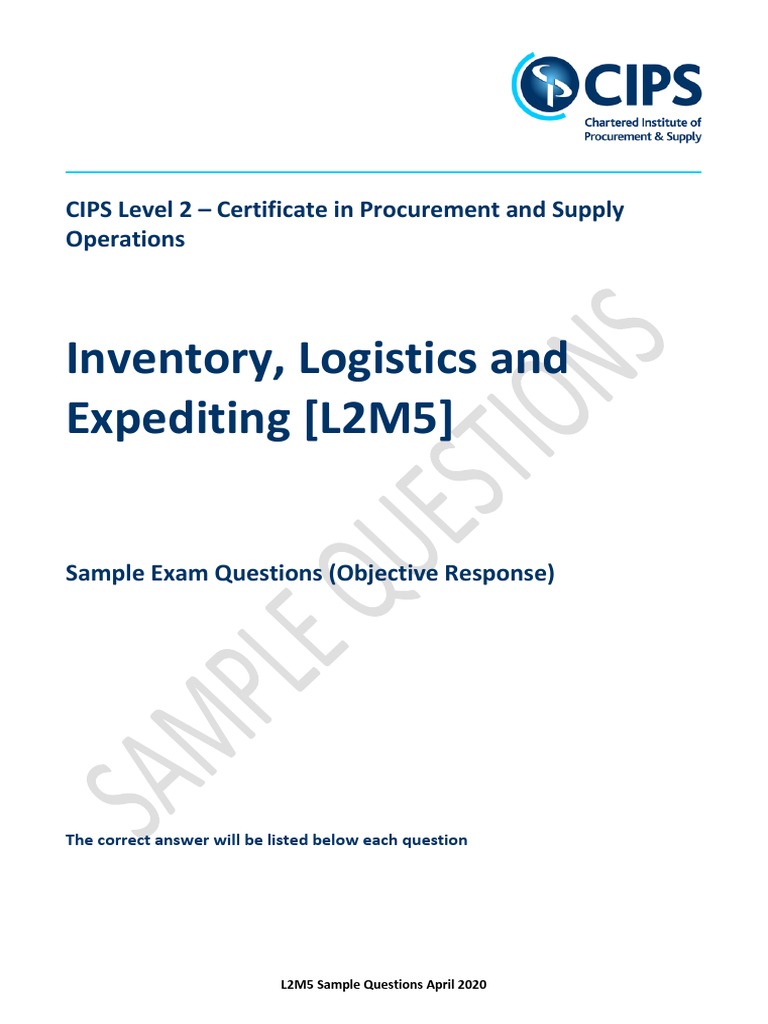 Inventory, Logistics and Expediting (L2M5) : CIPS Level 2 - Certificate ...