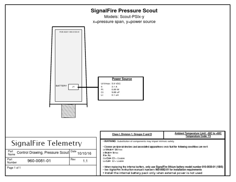 960 0081 01 Control Drawing Pressure Scout Rev 1 - 1 | PDF
