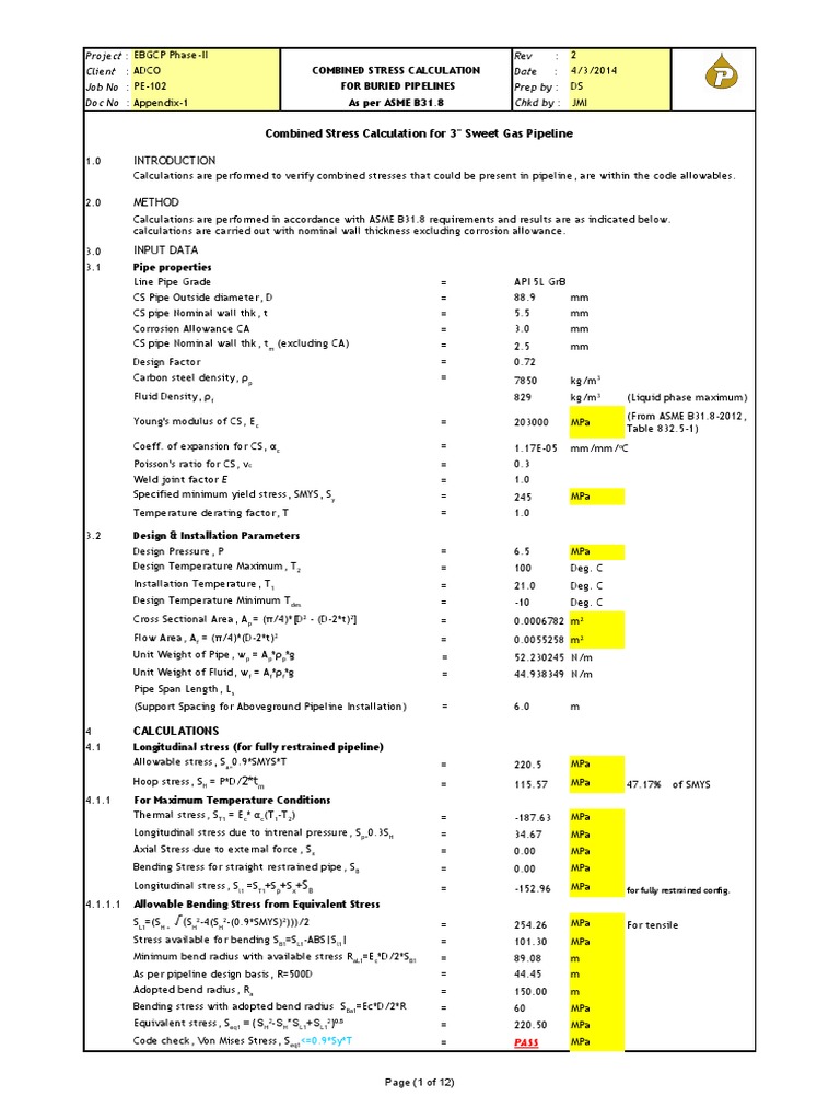 Combined Stress Calc Rev. 2 | PDF | Pipe (Fluid Conveyance) | Stress ...