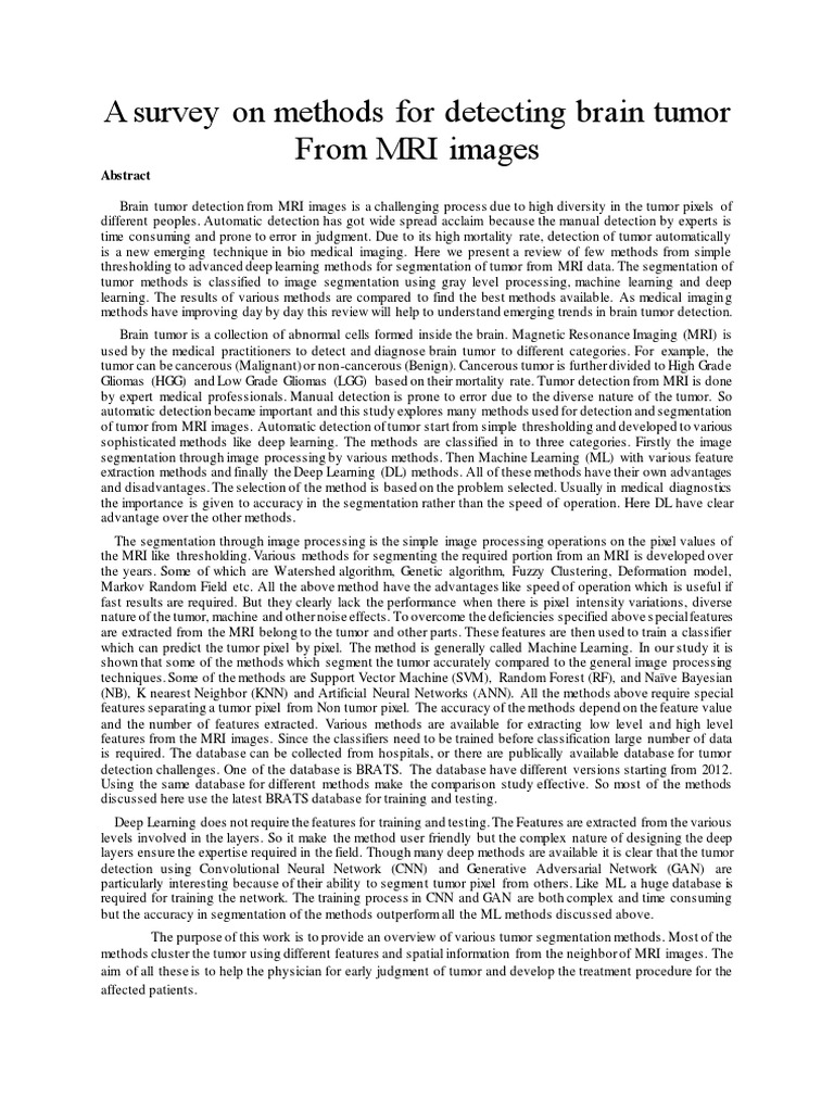 Survey Extended Abstract PDF | PDF | Brain Tumor | Image Segmentation