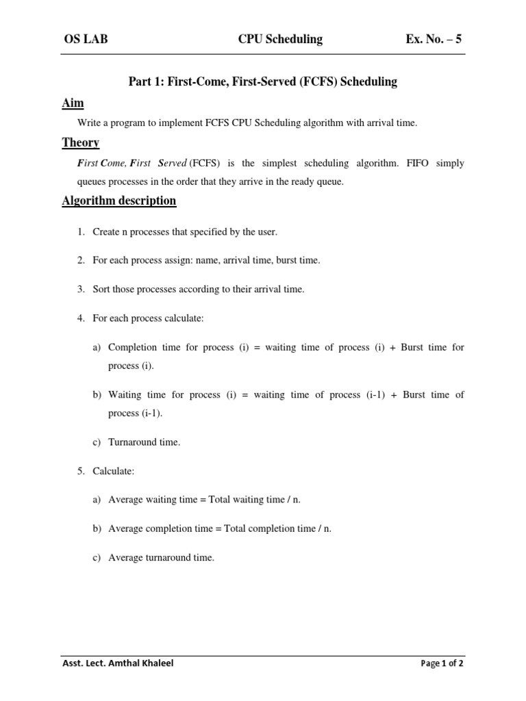 FCFS and SJF CPU Scheduling Methods | PDF | Computers