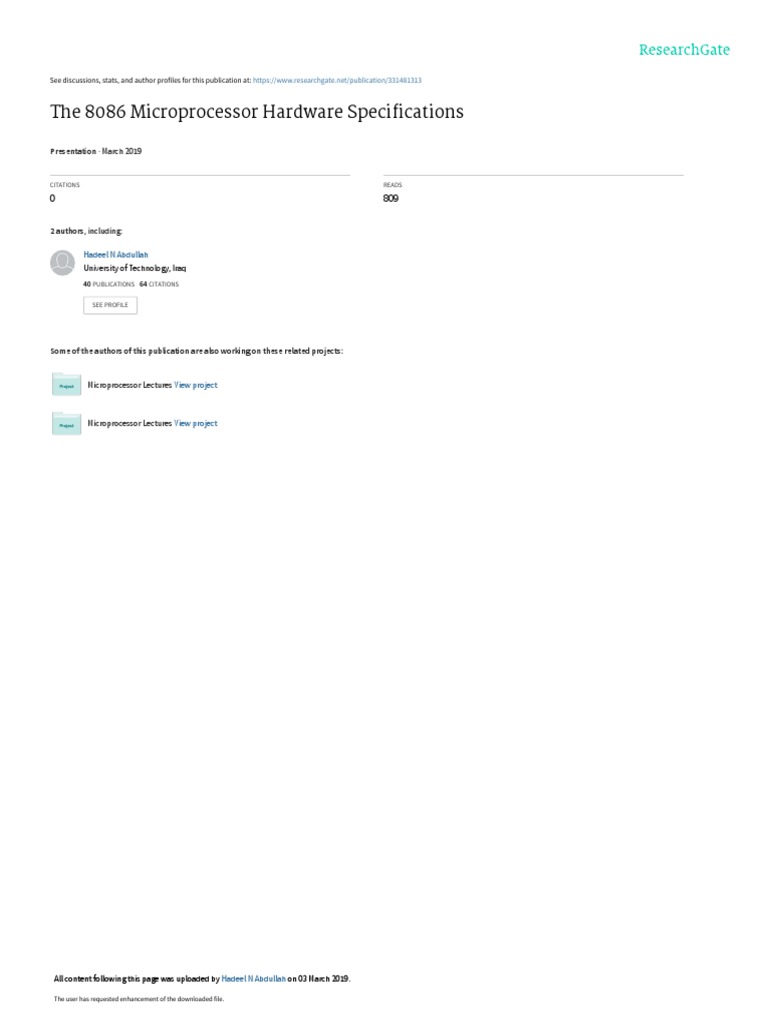 Lecture9 Thirdmicroprocessorc PDF | PDF | Input/Output | Digital Electronics
