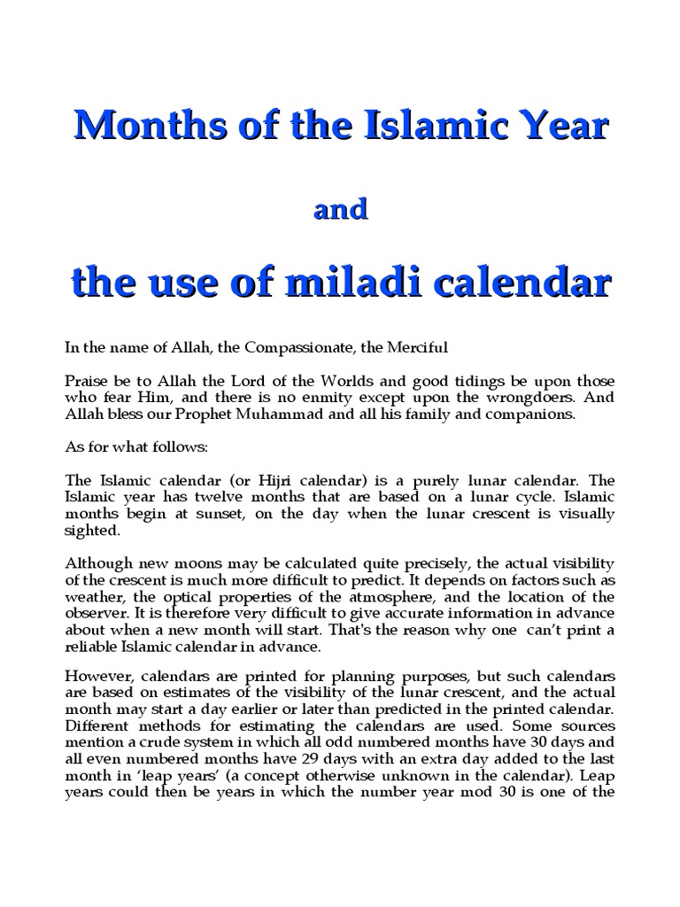 The Use of Miladi Calendar | PDF | Umar | Ummah