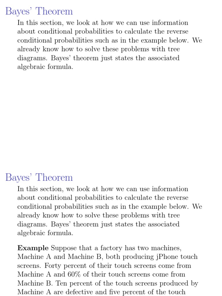 Baye's Theorem Tree Diagram PDF | PDF | Sensitivity And Specificity ...