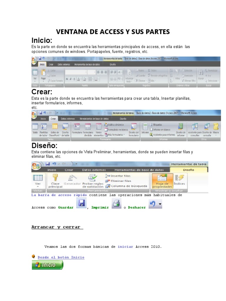 Ventana de Access y Sus Partes | PDF | Ventana (informática) | Macro ...