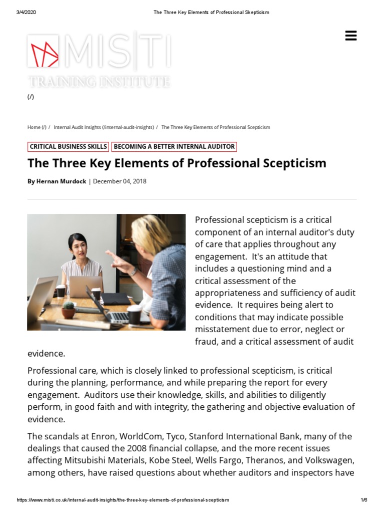 The Three Key Elements of Professional Skepticism PDF | PDF | Internal Audit | Audit