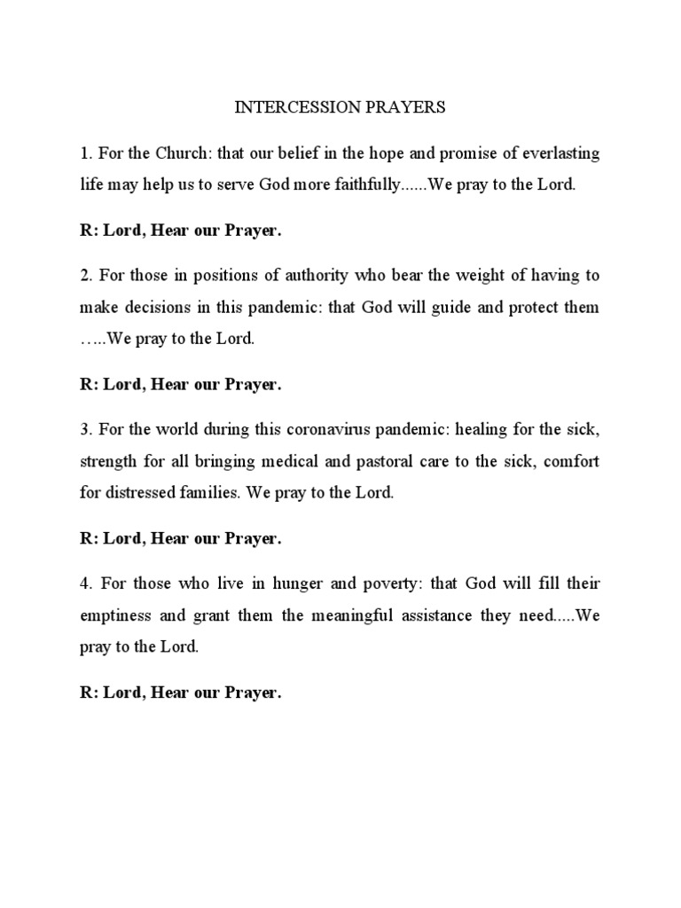 Intercession Prayers | PDF