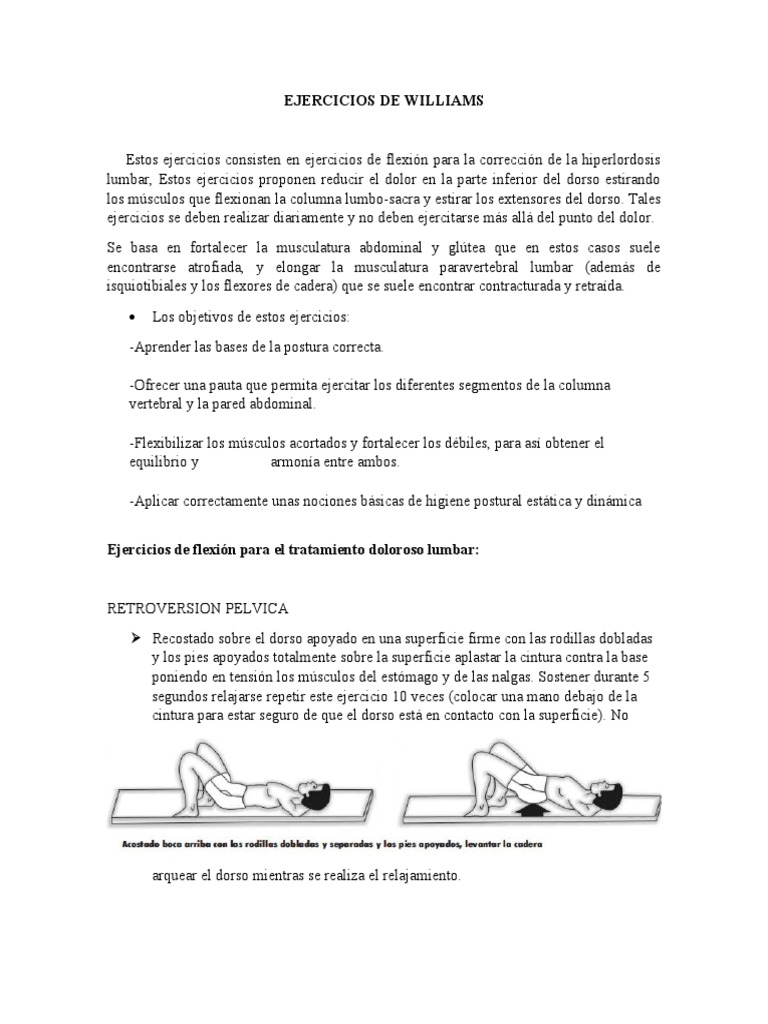 Ejercicios Williams | PDF | Dolor lumbar | Músculo