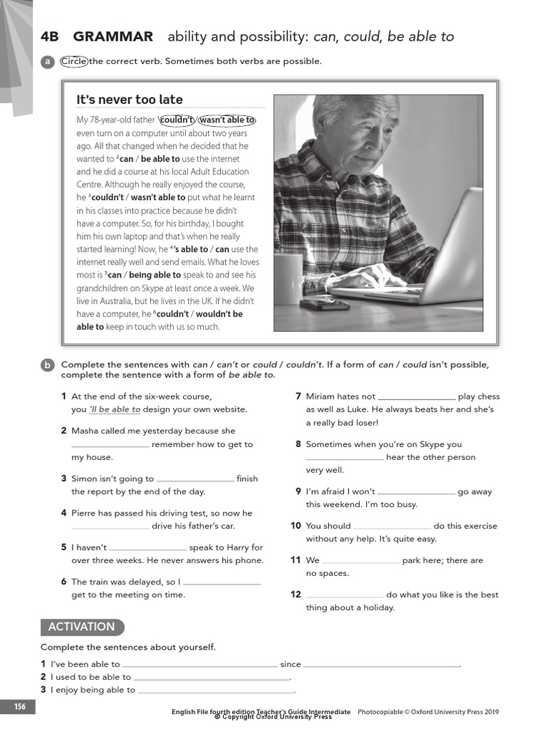 4B GRAMMAR Ability and Possibility: Can, Could, Be Able To | PDF