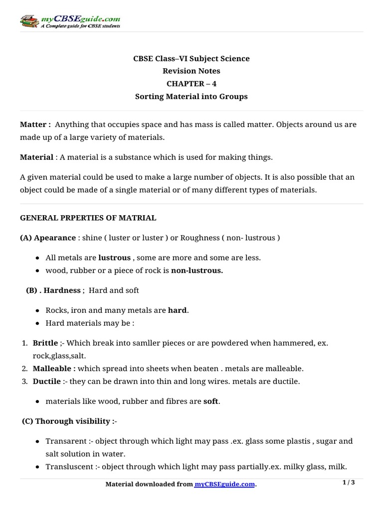 Ch4 Sorting Material Into Group PDF | PDF | Ductility | Metals