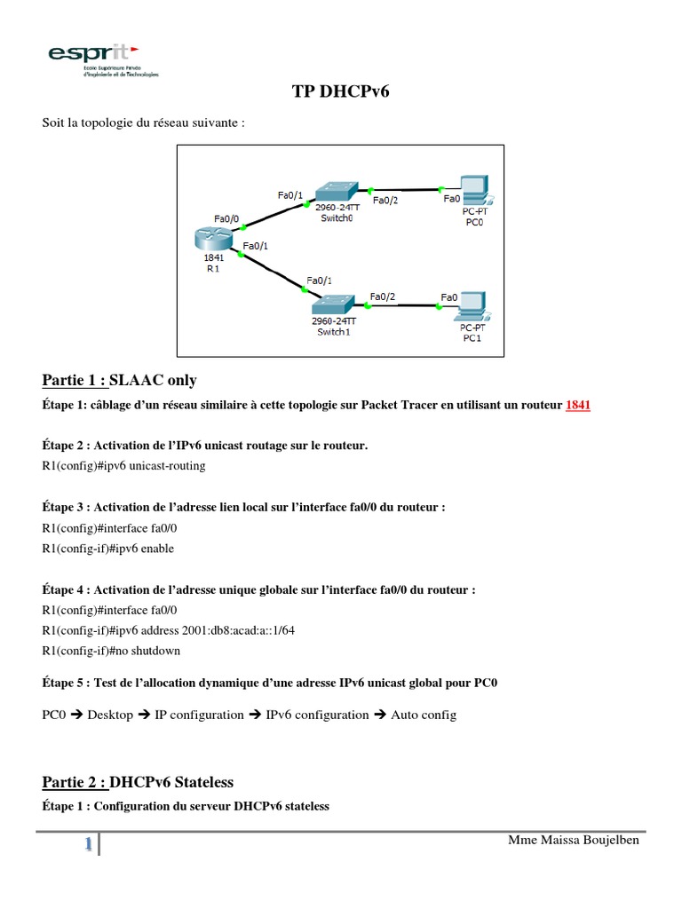 Configuration DHCPv6 sur Packet Tracer | PDF