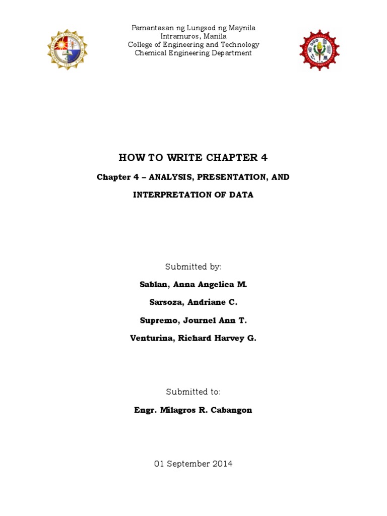 How To Write Chapter 4: Chapter 4 - Analysis, Presentation, and ...